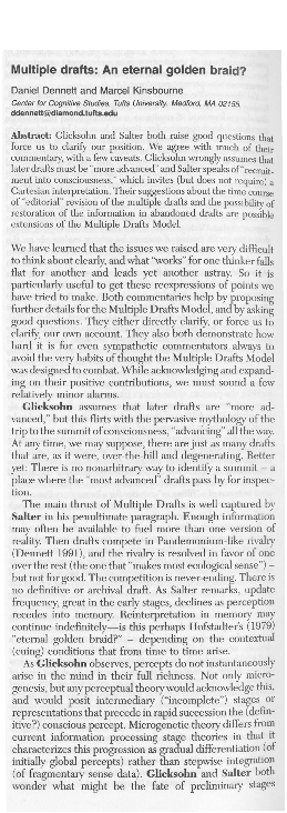 (PDF) Multiple drafts: An eternal golden braid? | D. Dennett - Academia.edu