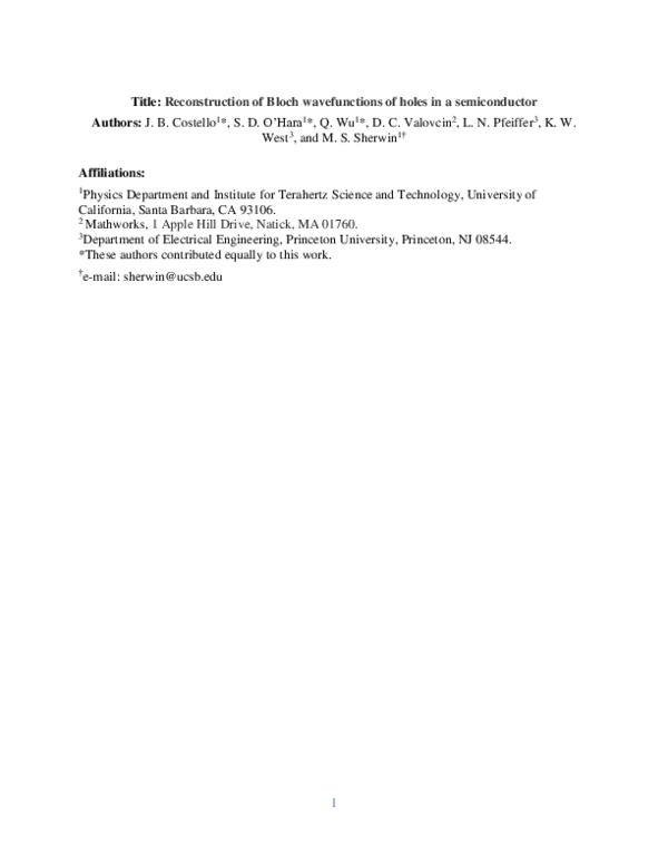 Pdf Reconstruction Of Bloch Wavefunctions Of Holes In A Semiconductor