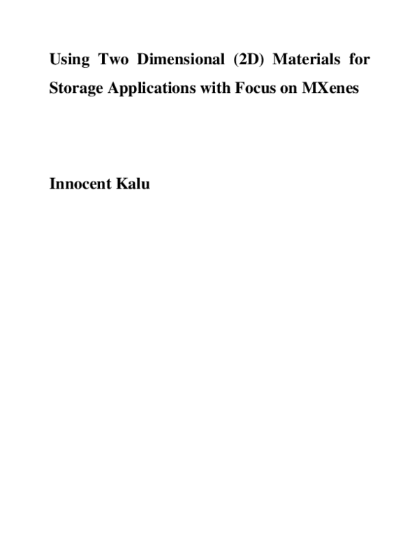 (PDF) Using Two Dimensional (2D) Materials for Storage Applications ...