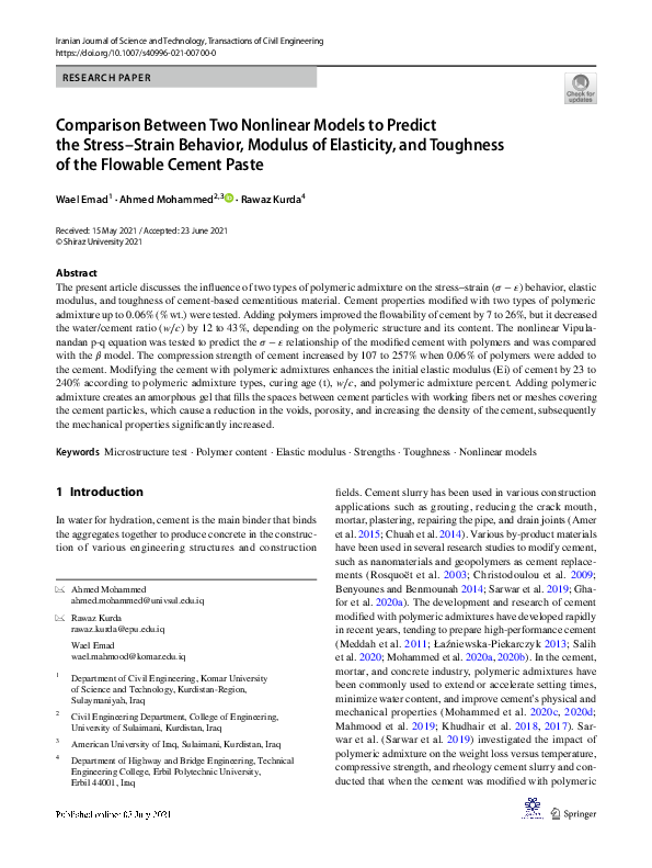 (PDF) Comparison Between Two Nonlinear Models to Predict the Stress–Strain Behavior, Modulus of ...