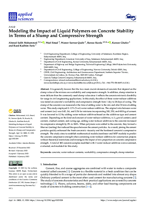 (PDF) Modeling the Impact of Liquid Polymers on Concrete Stability in Terms of a Slump and ...