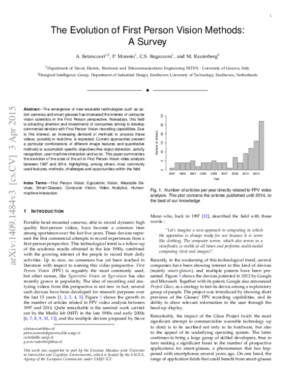 (PDF) The Evolution of First Person Vision Methods: A Survey