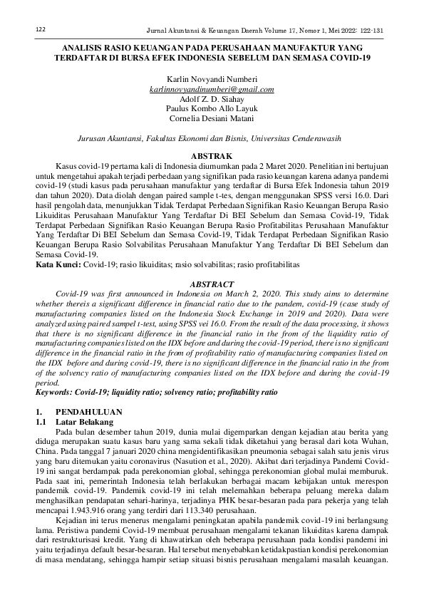 (PDF) Analisis Rasio Keuangan pada Perusahaan Manufaktur yang Terdaftar ...