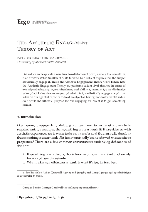 (PDF) The Aesthetic Engagement Theory of Art