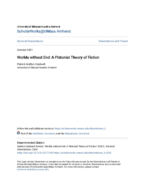 (PDF) Worlds without End: A Platonist Theory of Fiction | Patrick ...