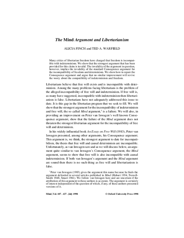 (PDF) TheMINDargument and libertarianism