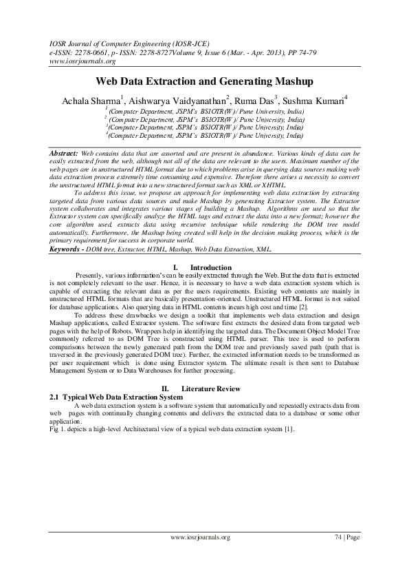 Web Data Extraction and Generating Mashup Web Data Extraction and Generating Mashup
