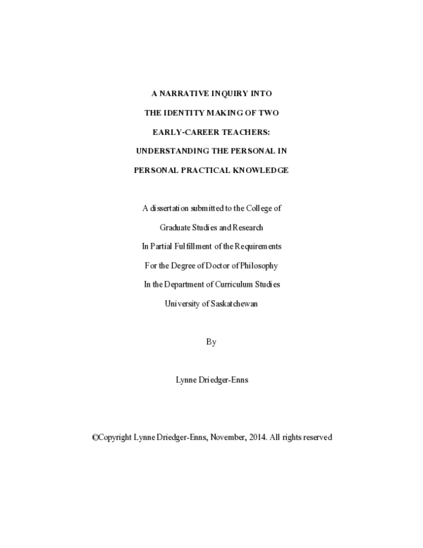 (PDF) A Narrative Inquiry Into the Identity Making of Two Early-Career ...