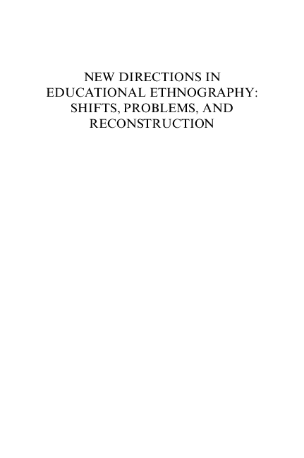 (PDF) New Directions in Educational Ethnography
