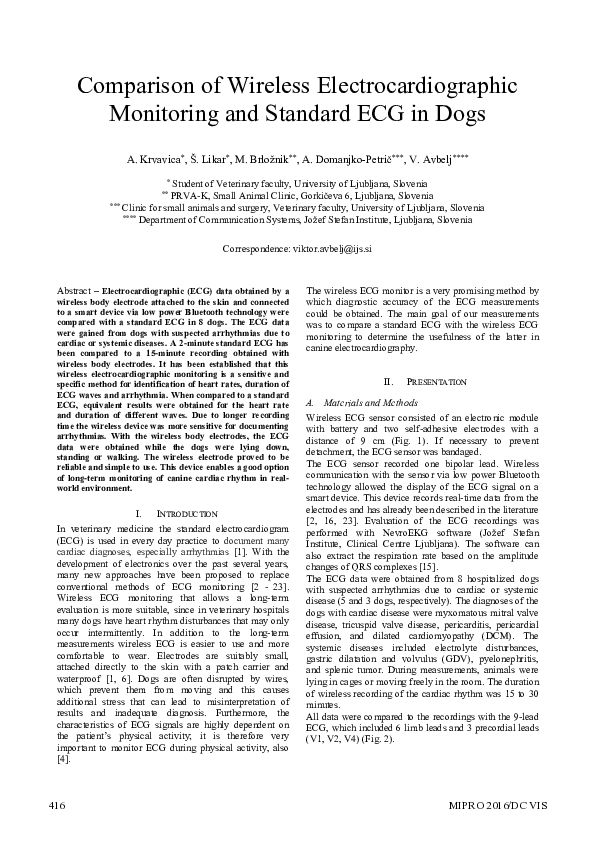 (PDF) Comparison of wireless electrocardiographic monitoring and ...