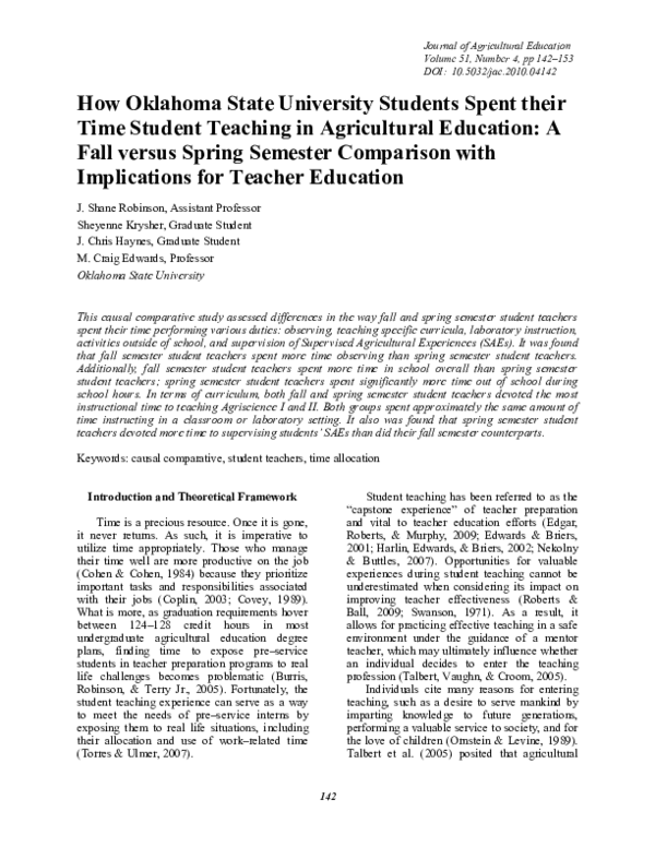 (PDF) How Oklahoma State University Students Spent their Time Student ...