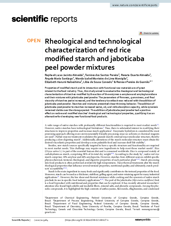 (PDF) Rheological Properties of Starch-Jaboticaba Mixtures