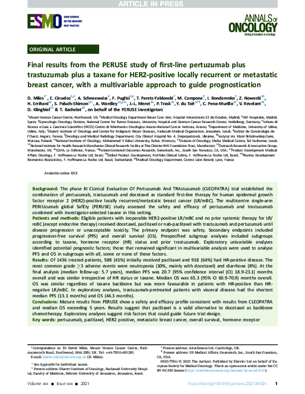 (PDF) Final results from the PERUSE study of first-line pertuzumab plus ...