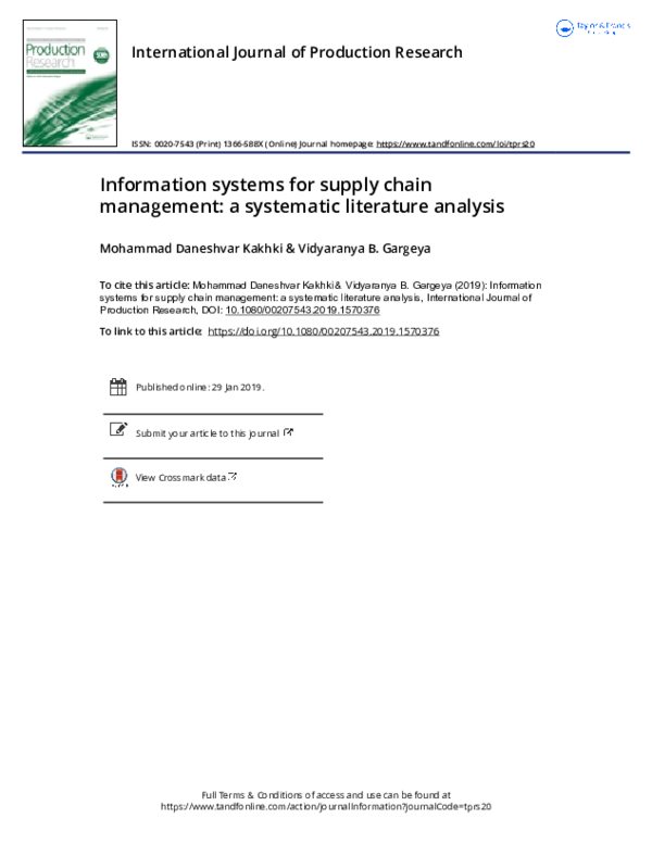 (PDF) Information Systems for Supply Chain Management: An Overview