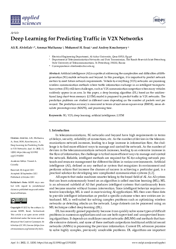 Pdf Predicting V2x Traffic With Deep Learning