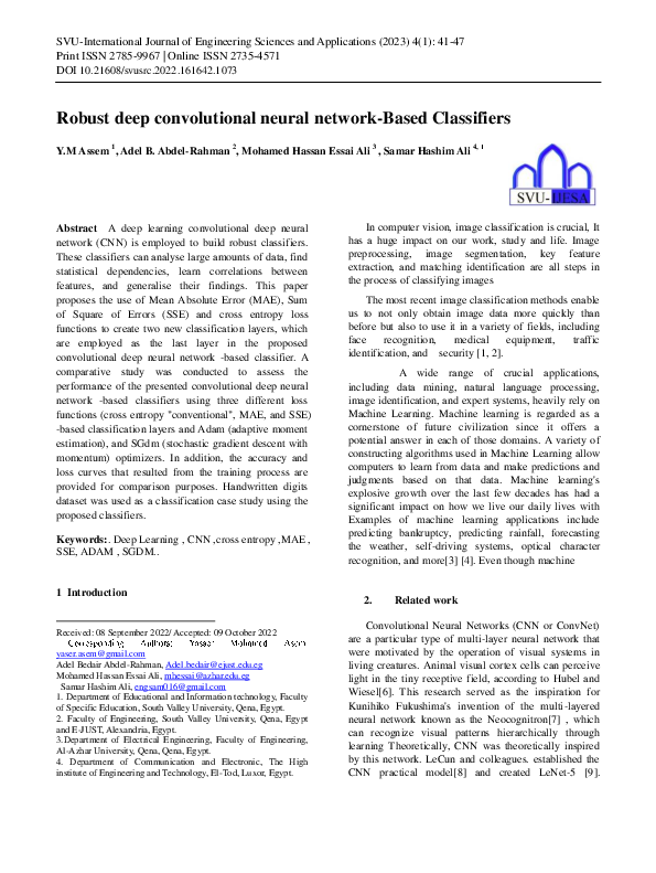 (PDF) Robust deep convolutional neural network-Based Classifiers