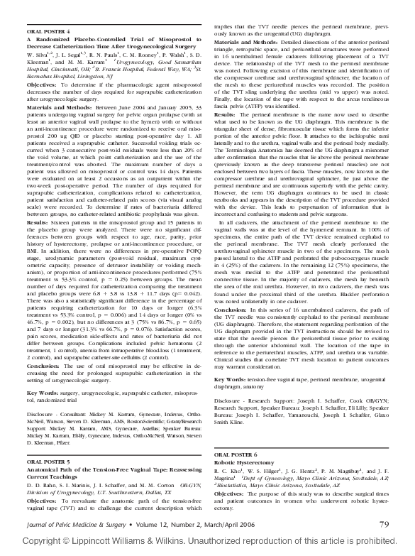 Pdf Non Oral Poster 25 Sexual Function After The Transobturator Tape