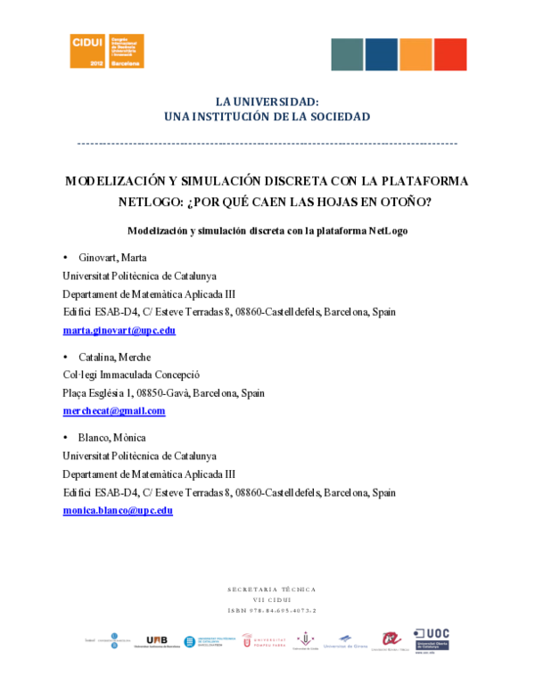 (PDF) Modelización y simulación discreta con la plataforma NetLogo ...