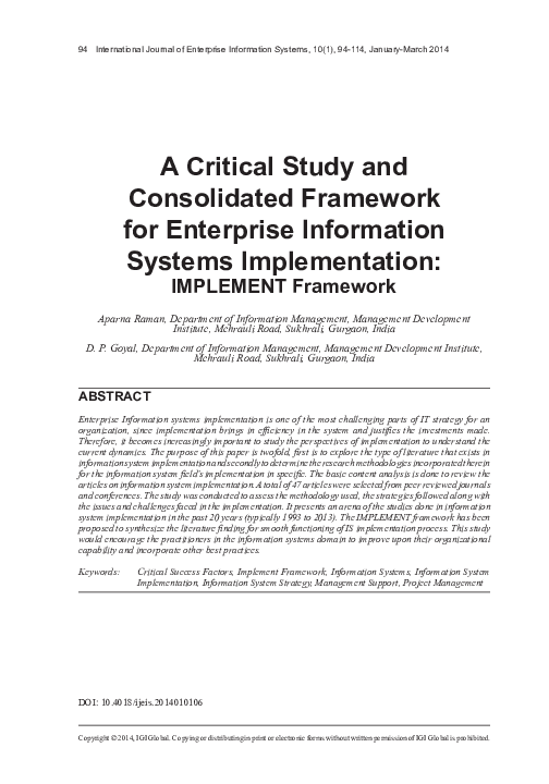 (PDF) A Critical Study and Consolidated Framework for Enterprise ...