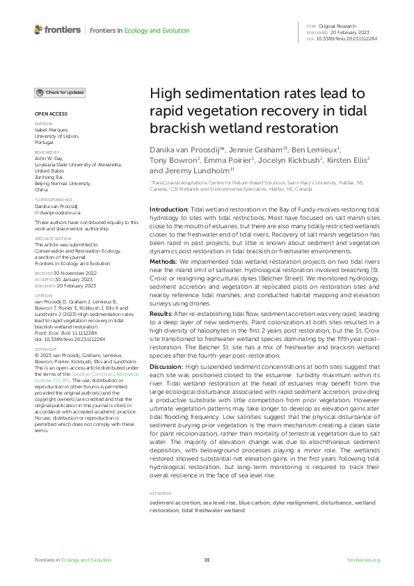 (PDF) High sedimentation rates lead to rapid vegetation recovery in ...