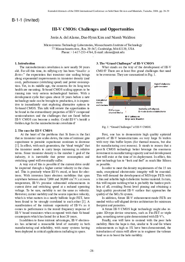 (PDF) III-V CMOS : Challenges and Opportunities