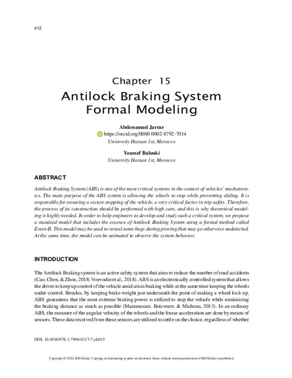 (PDF) Antilock Braking System Formal Modeling