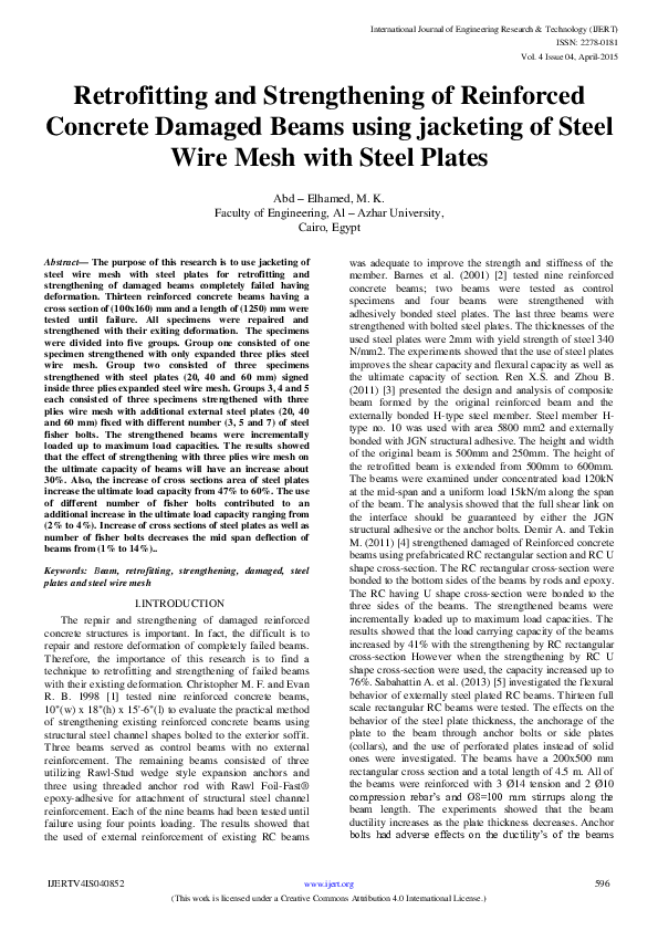 (PDF) Retrofitting and Strengthening of Reinforced Concrete Damaged Beams using jacketing of ...