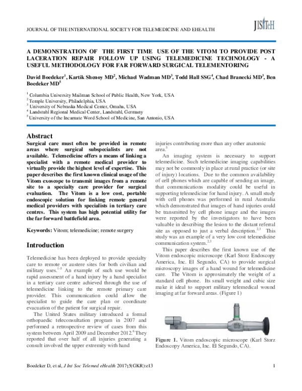 (PDF) A Demonstration of the Vitom to Provide Post Laceration Repair ...