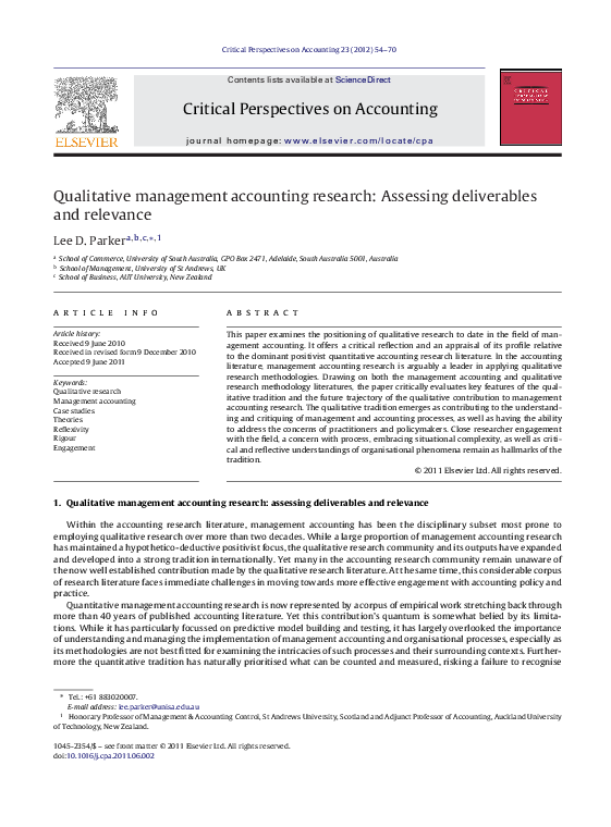 (PDF) Qualitative management accounting research: Assessing ...