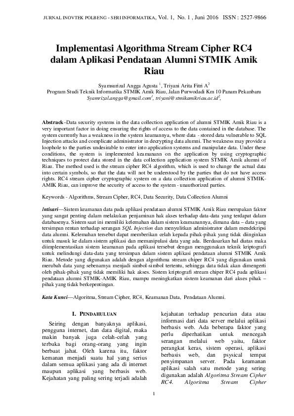 (PDF) Implementasi Algorithma Stream Cipher RC4 dalam Aplikasi ...