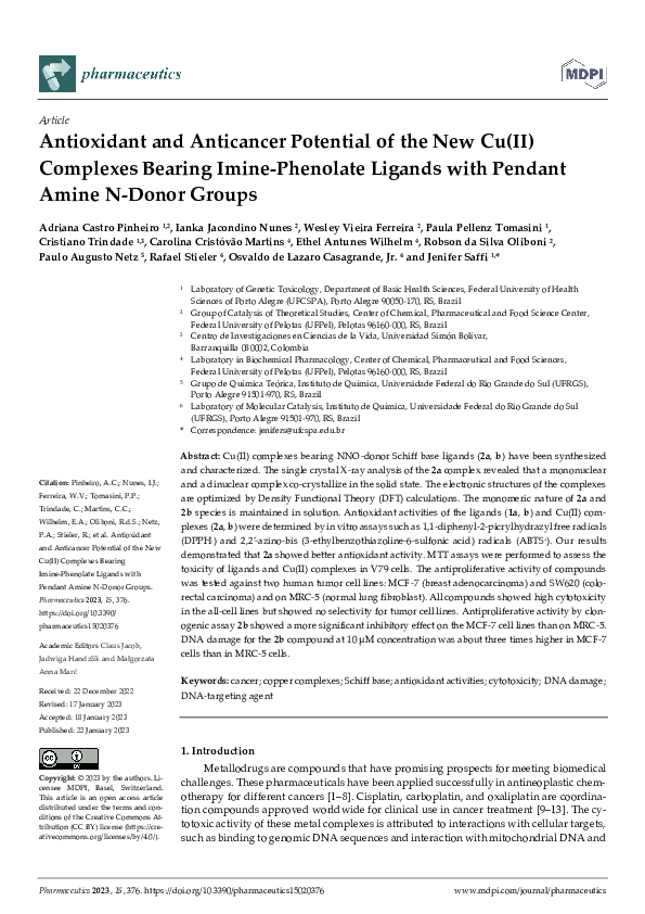 (PDF) Antioxidant and Anticancer Potential of the New Cu(II) Complexes ...