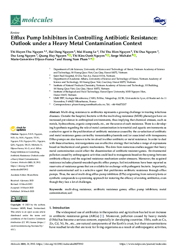 (PDF) Efflux Pump Inhibitors in Controlling Antibiotic Resistance: Outlook under a Heavy Metal ...