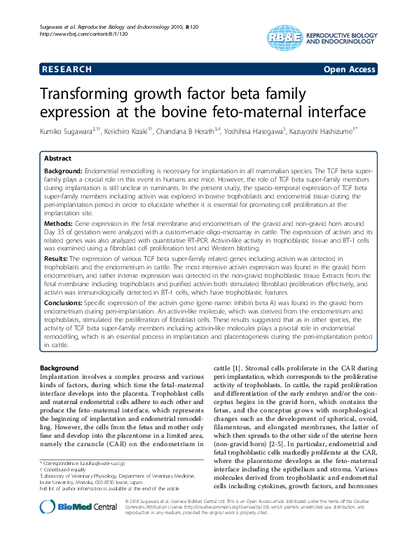 (PDF) Transforming growth factor beta family expression at the bovine ...