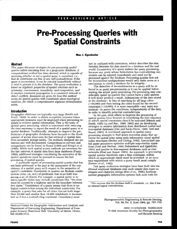 (PDF) Pre-Processing queries with spatial constraints