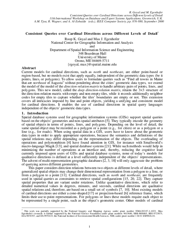 (PDF) Consistent queries over cardinal directions across different levels of detail