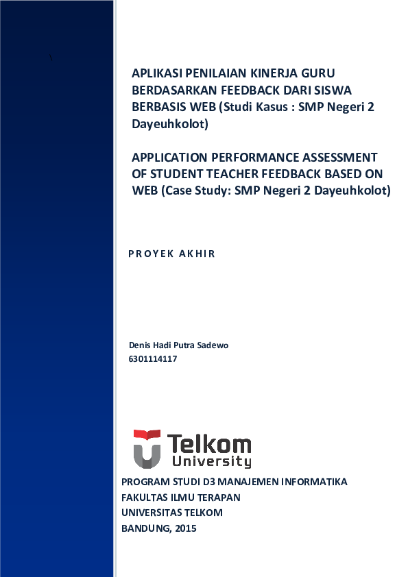 (PDF) APLIKASI PENILAIAN KINERJA GURU BERDASARKAN FEEDBACK DARI SISWA BERBASIS WEB (Studi Kasus ...