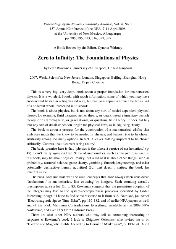 (PDF) Zero to Infinity - The Foundations of Physics
