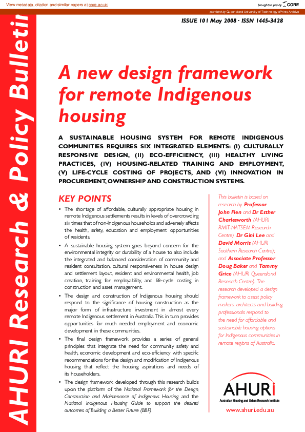 (PDF) A new design framework for remote Indigenous housing | Gini Lee ...