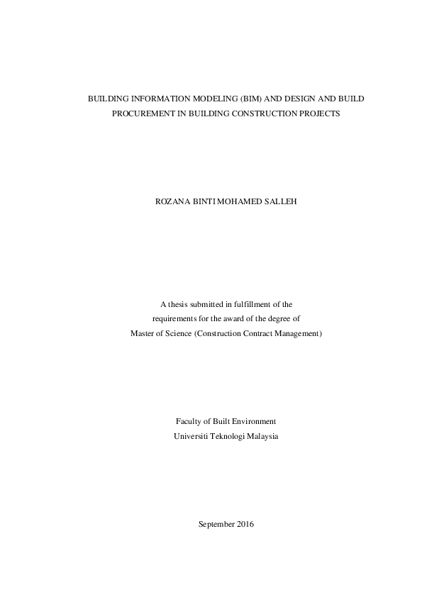(PDF) Building information modeling (BIM) and design and build ...