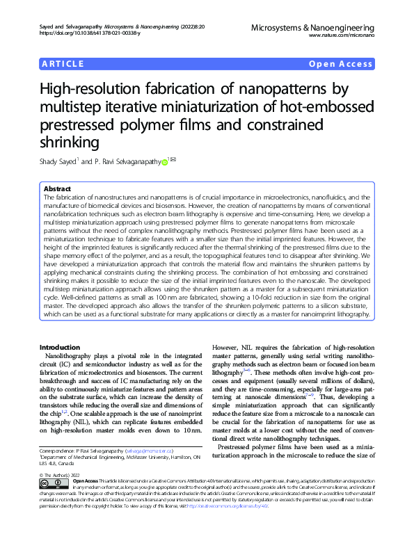 (PDF) High-resolution fabrication of nanopatterns by multistep ...