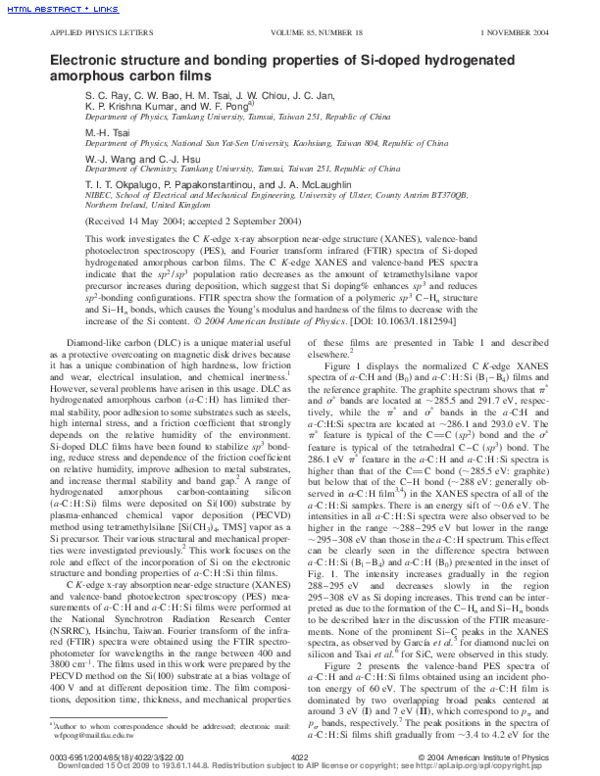 Pdf Electronic Structure And Bonding Properties Of Si Doped