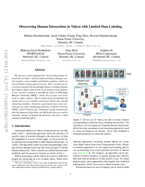 (PDF) Discovering human interactions in videos with limited data labeling