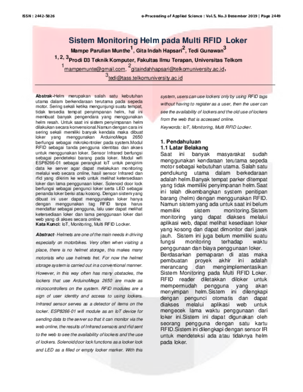 (PDF) Sistem Monitoring Helm pada Multi RFID Loker