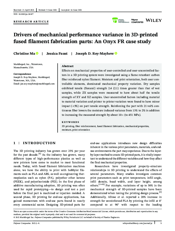 (PDF) Drivers of mechanical performance variance in 3D ‐printed fused ...