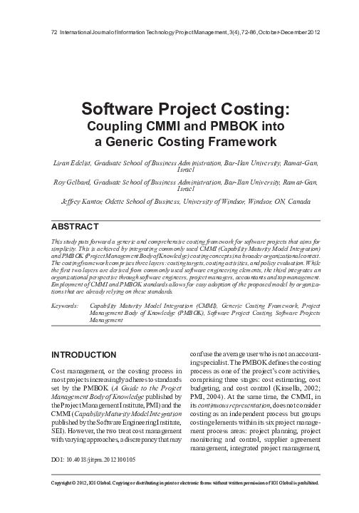 (PDF) Software Project Costing