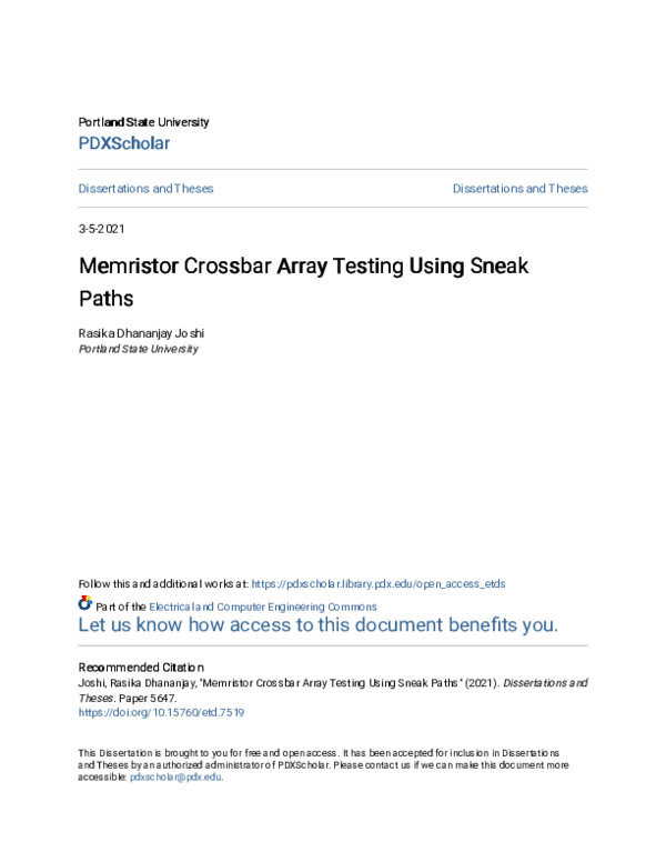 (PDF) Memristor Crossbar Array Testing Using Sneak Paths
