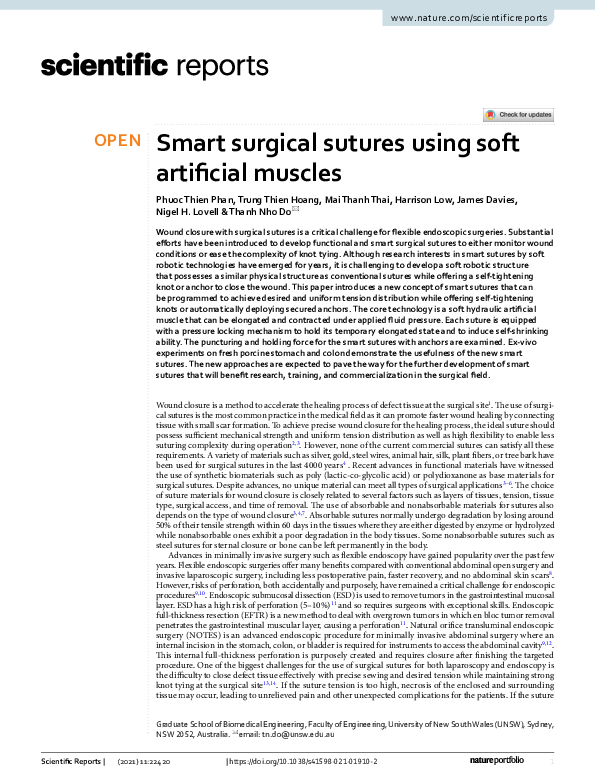 (PDF) Smart surgical sutures using soft artificial muscles