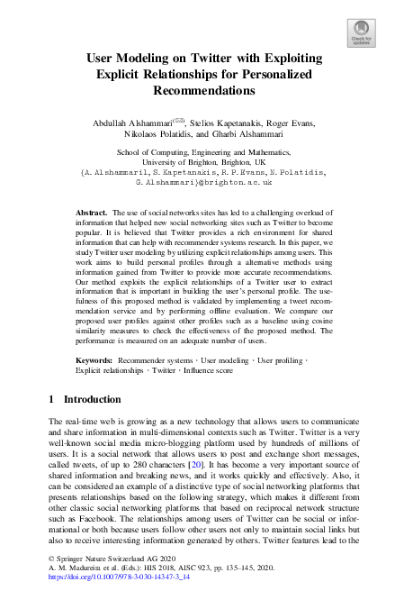 Pdf User Modeling On Twitter With Exploiting Explicit Relationships For Personalized
