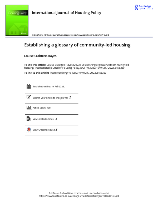 (PDF) Establishing a glossary of community-led housing