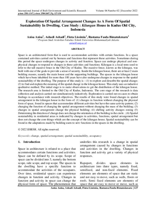 (PDF) EXPLORATION OF SPATIAL ARRANGEMENT CHANGES AS A FORM OF SPATIAL ...